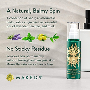 Makeda 2in1 Natural Hair Growth Inhibitor & Post Waxing Solution for Ingrown Hair Treatment - Hair Remover Lotion for Body Face Private Area Pubic Bikini Leg - Painless Hair Removal for Women and Men