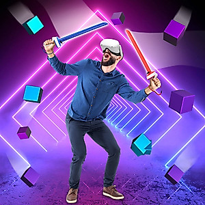 Hoolalas Dual Handles Grips Lightsabers for Oculus Quest 2 Controller Beat Saber Games Accessories Supernatural Jedi Training VR Workout