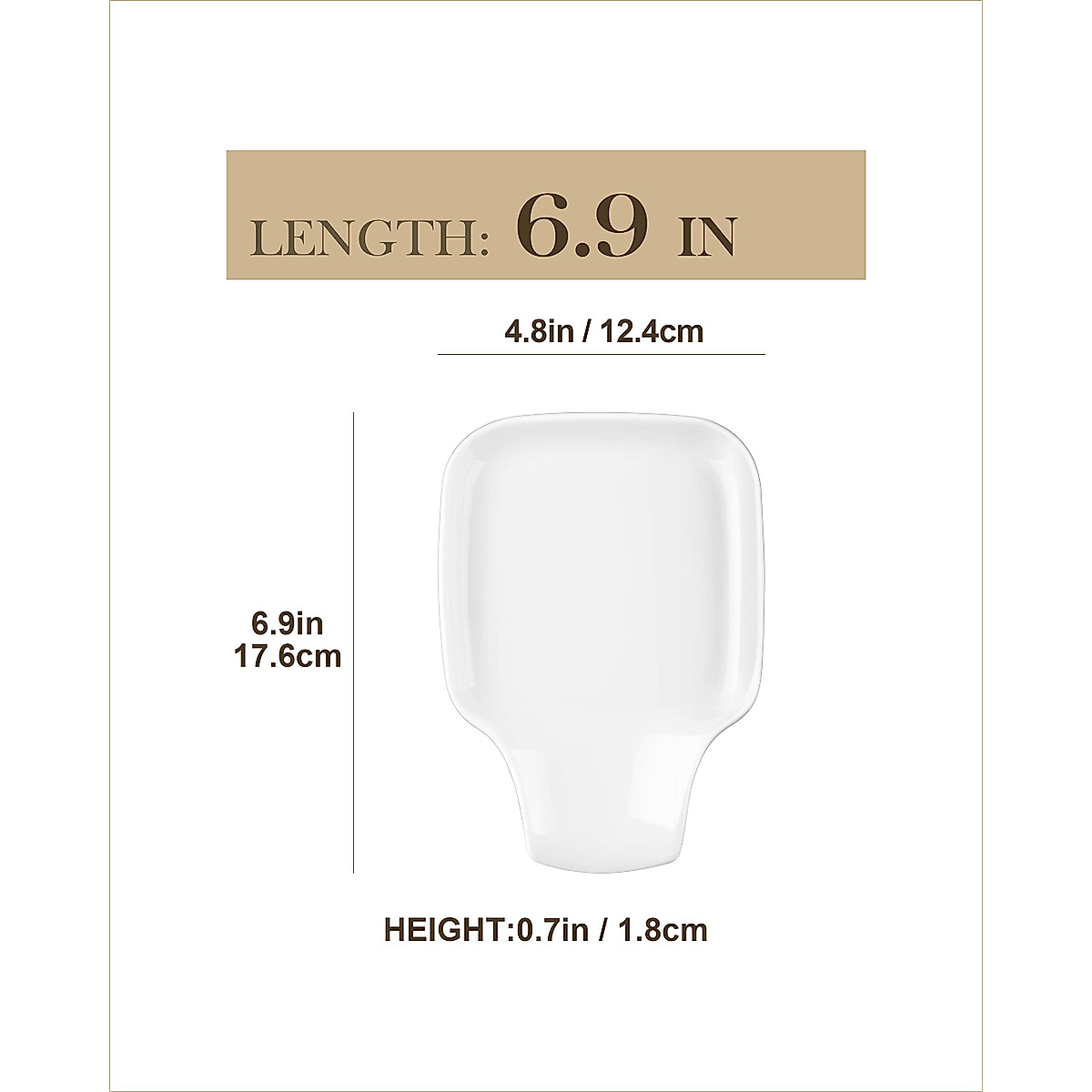 MALACASA Spoon Rest, Large Spoon Rests for Stove Top, Porcelain Spoon Holder for Kitchen Counter, Utensils Rests, Cooking Spoon Holders for Spatula Ladle Tongs, Ivory White, Series REGULAR