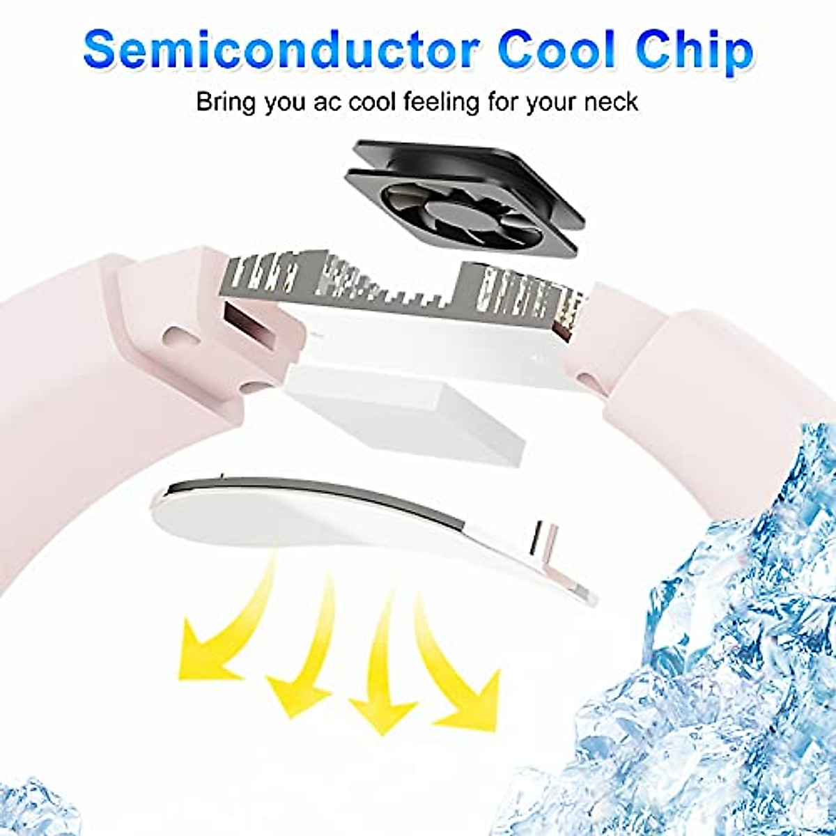 WOOLALA [2022 Newly] Built-in Cooling Chip Personal AC Neck Fan Truely Air Conditioner Hands-Free Wearable Fan for Quick Cool Down, 4000mAh USB Rechargeable Portable Fan for Daily Use