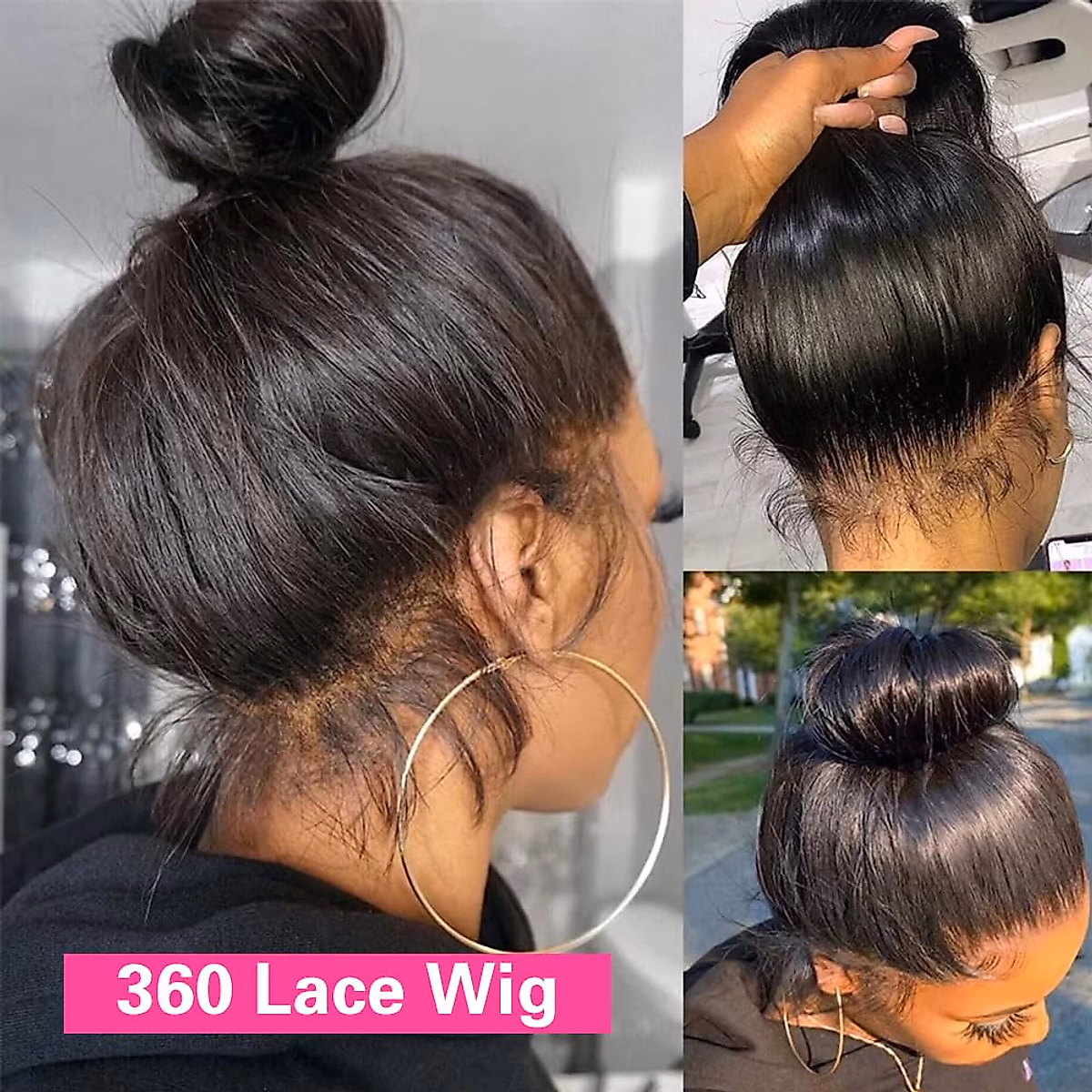 sdamey 360 Straight Lace Front Wigs Human Hair HD Transparant Full Lace Human Hair Wigs For Women 200 Density Wigs Human Hair Pre Plucked With Baby Hair 12A Brazilian Virgin Hair Natural Color 18inch