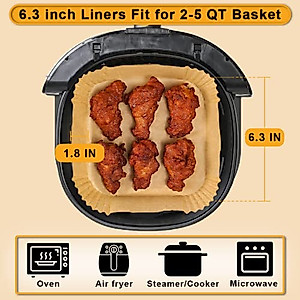 COSORI Air Fryer Liners (Fits 3-5 QT) – 100 Pcs Non-Stick Square Air Fryer Disposable Paper Liners for Easy Cleanup – Compatible with Cosori Air Fryer, Instant Vortex Air Fryer and Philips Airfryer