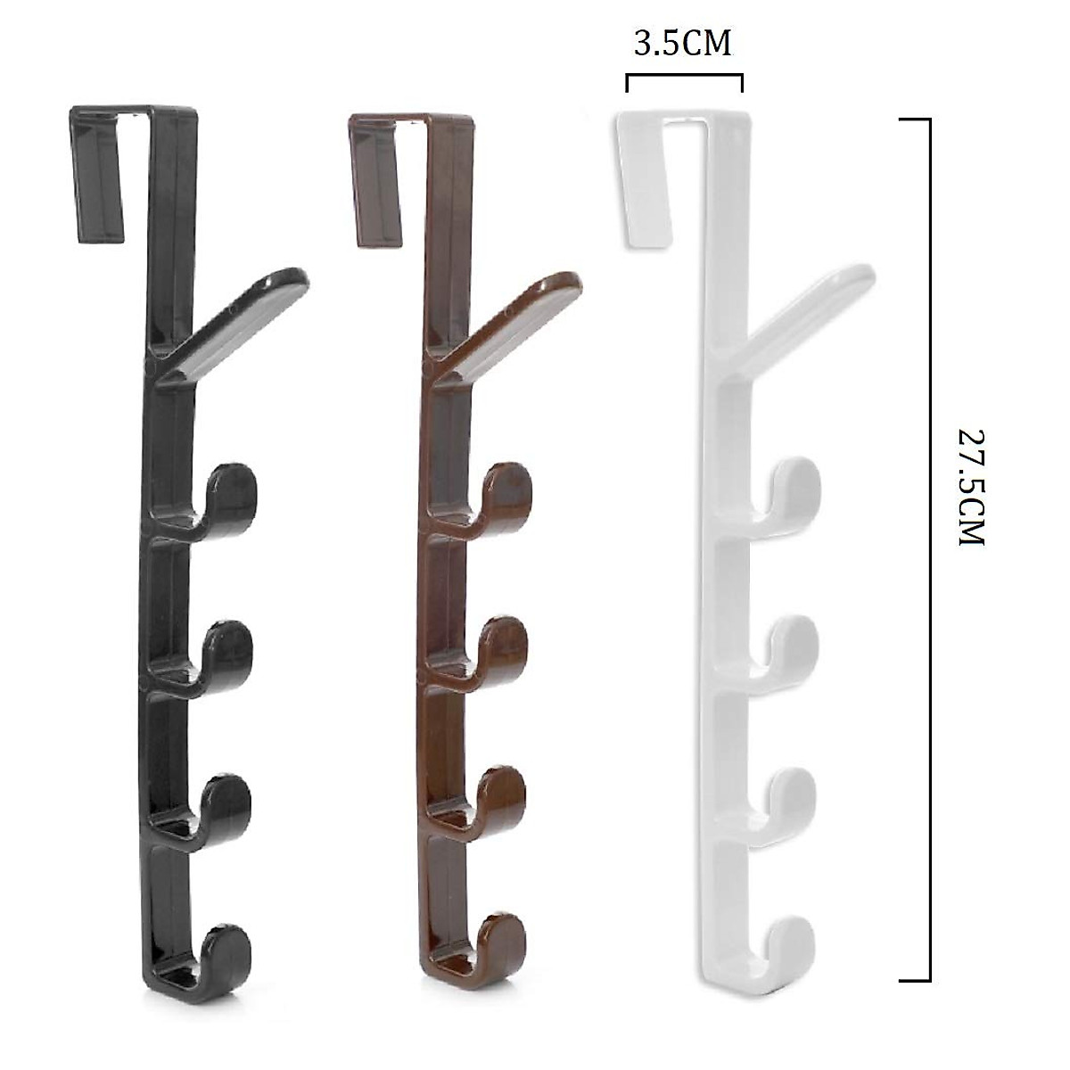 canjoyn 5 Layers Over The Door Hook Organizer Rack Hanger Backpack Handbag Door Hook, Pack of 4 (White)