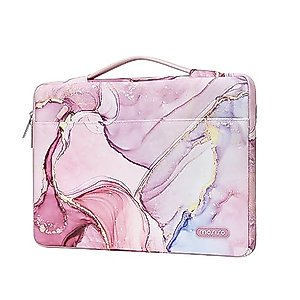 MOSISO 360 Protective Laptop Sleeve Bag Compatible with MacBook Air 15 inch M2 A2941 2023/Pro 16 2023-2019 M2 A2780 M1 A2485 A2141/Pro Retina 15 A1398, 15-15.6 inch Notebook with Belt Marble MO-MBH216