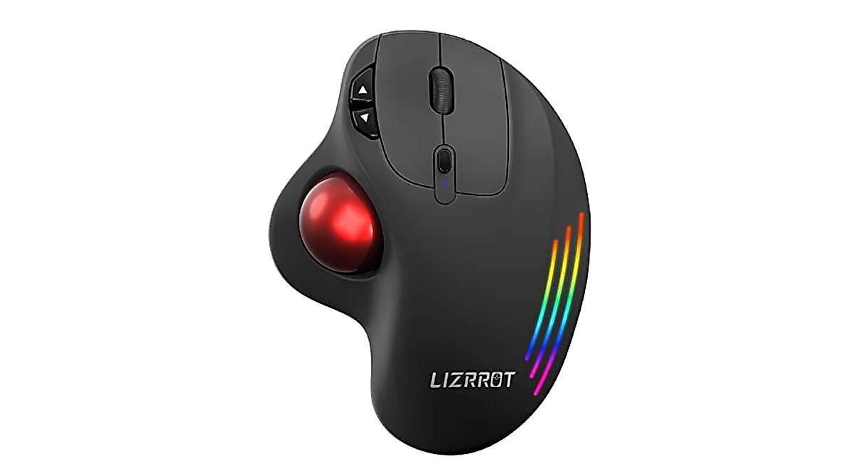 Wireless Ergonomic Trackball Mouse with Bluetooth & RGB Backlight