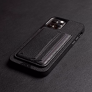 Mous – MagSafe Compatible Wallet Card Holder – Cell Phone Magnetic Wallet for iPhone 14/13/12 Series Phones – MagSafe Compatible Accessory - Black Leather