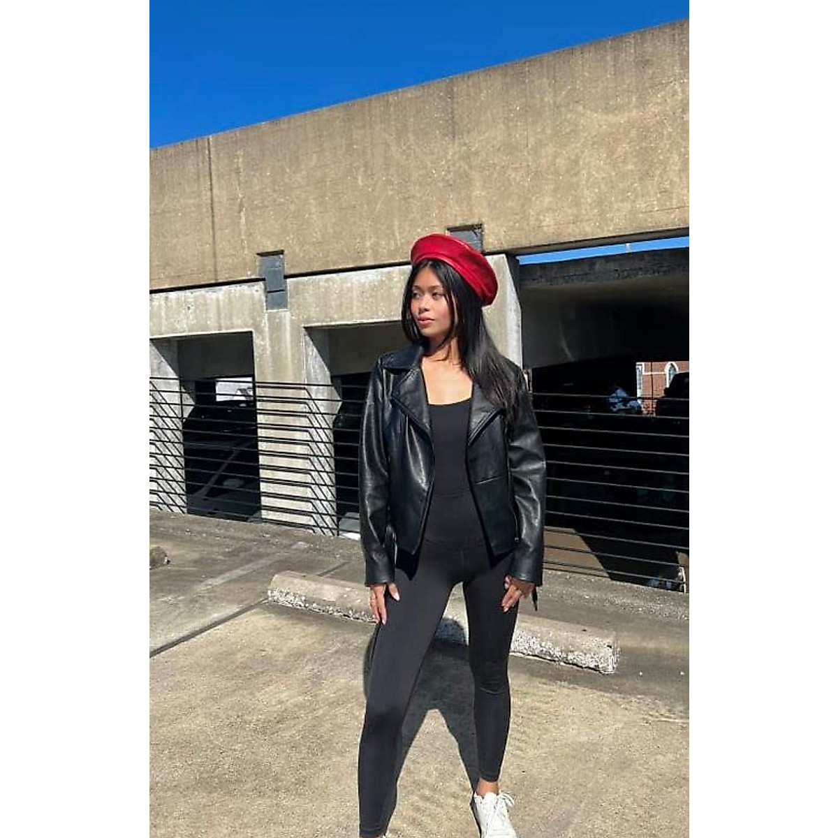 Emstate Winner Caps Unisex Cowhide Leather Beret Made in USA (Black)