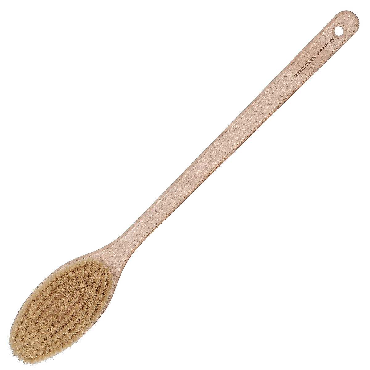 REDECKER Extra Long Beechwood Bath Brush - Natural Pig Bristle Body Brush for Showering, Back Scrubbing, Exfoliating, Dry Brushing and Lymphatic Drainage - Perfect for Hard-to-Reach Areas
