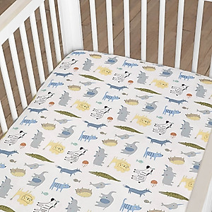 Just Born One World Collection Fitted Crib Sheet - Hello World