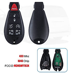 7 Button Keyless Remote Key Fob Replacement Fits Chrysler Town and Country 2008-2015 / Dodge Grand Caravan 2008-2014 (M3N5WY783X,ID46) 2 Pack