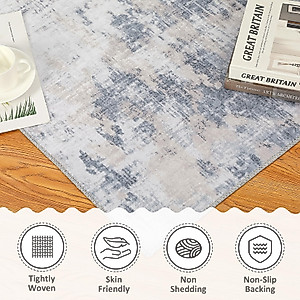 ROYHOME 9x12 Area Rug Large Machine Washable Modern Abstract Area Rug Contemporary Stain Resistant Non-Slip Accent Rug Foldable Floor Cover Carpet Rug for Living Room Bedroom Home Decor, Grey/Taupe