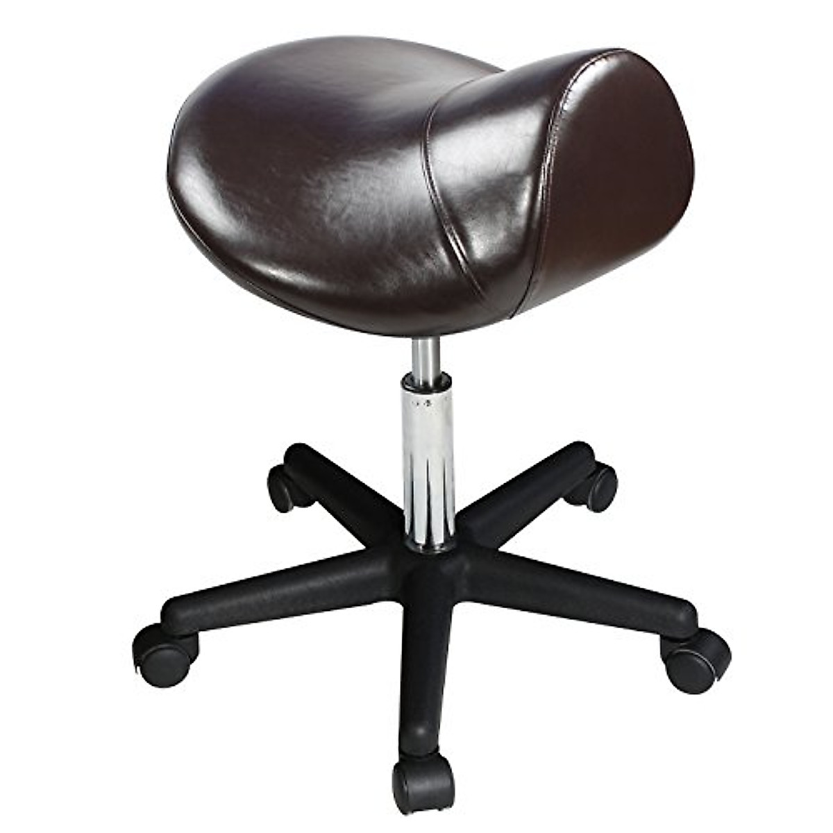 Master Massage Ergonomic Swivel Saddle Rolling Hydraulic Stool in Coffee for Clinic,Salons,debtists,Home,Office
