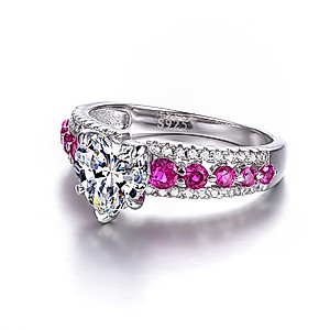 Merthus 8x8mm Heart Shape Cubic Zirconia 925 Sterling Silver Solitaire CZ Engagement Ring for Women Size 6