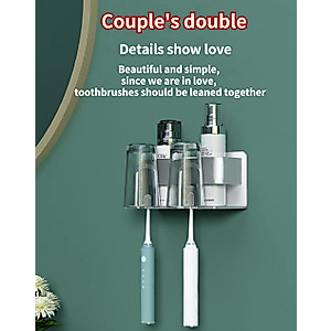 Toothbrush Holder Wall Mounted, Bathroom Accessories Organizer, No Drilling for Wall, Space Aluminum Material Silver (2 Slots)