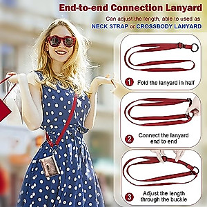 Desing Wish Dual-use Adjustable Lanyard for Original Long Crossbody Lanyard or End-to-end Connection Lanyard, Anti-lost Cross Body Strap Cotton Neck Strap Holder for Keys Wallet Camera (Red)