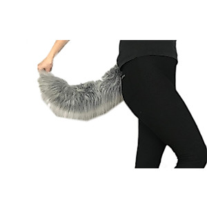 Long Faux Fur Animal Luxury Tail, Cosplay, Anime Lover, Costume Dress Up Pet Play Furry Super Soft Accessory (30", Gray Frost)