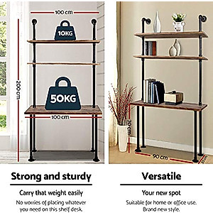 Diwhy Computer Desk with Storage Shelves,Home Office Writing Desk,Bookshelf Laptop Desk, Industrial Style Office Decor,Studying Writing Table Workstation,Stable Metal Framee,Easy Assembly(40" L)