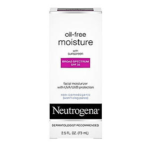 Neutrogena Oil-Free Daily Long Lasting Facial Moisturizer & Neck Cream with SPF 35 Sunscreen & Glycerin, Non-Greasy, Oil-Free & Non-Comedogenic Face Moisturizer, 2.5 fl. oz