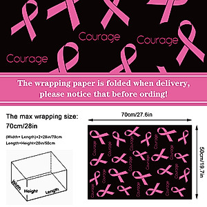 AnyDesign 12 Sheet Breast Cancer Awareness Wrapping Paper Pink Bow Peace Dove Gift Wrap Paper Bulk Decorative Art Paper for DIY Crafts, 19.7 x 27.6 Inch, Folded Flat