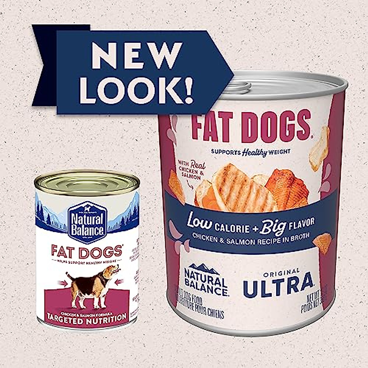 Natural Balance Original Ultra Fat Dogs Adult Low Calorie Wet Dog Food for Overweight Dogs, Chicken & Salmon Recipe in Broth, 13-oz. Can (Pack of 12)