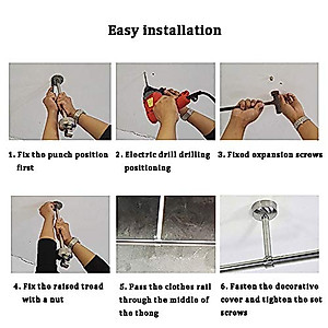 Drying Rack - Stainless Steel Fixed, Double Pole top Mounted Clothes Pole Clothes Rail, for Balcony Indoor Outdoor