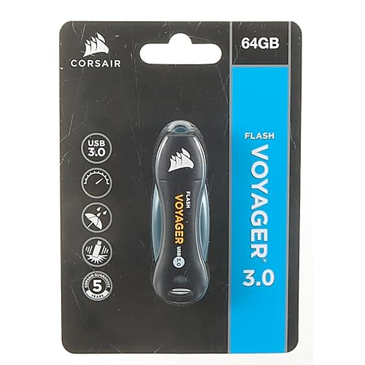 Corsair CMFVY3A-64GB 64 GB USB 3.0 Flash Voyager Flash Drive, Black