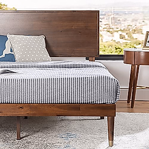 ZINUS Raymond Wood Platform Bed Frame with Adjustable Wood Headboard, Solid Wood Foundation, Wood Slat Support, No Box Spring Needed, Easy Assembly, King, 80.3"L x 76"W x 38.4"H, Brown