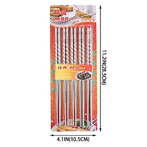 10 Pcs (5 Pairs) High Quality Spiral Design Silver Stainless Steel Chopsticks