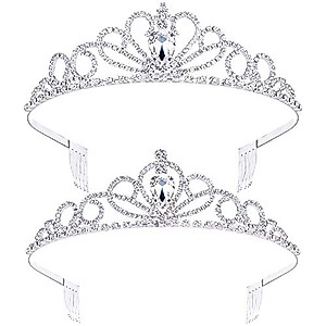 2 Pack Tiara Crown Jewelry Gift for Women Girls,Headband Headpiece Silver Crystal Rhinestone Diadem Princess Birthday Yallff Crown with Comb,Bridal Wedding Party Bridesmaid Prom Pageant Gift.
