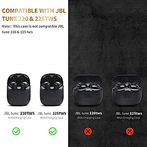 Case for JBL Tune 225/220TWS, WQNIDE Silicone Case Cover Skin, [with Carabiner] Scratch Proof&Shockproof for JBL Tune 225TWS True Wireless Earbud Headphones (Black)
