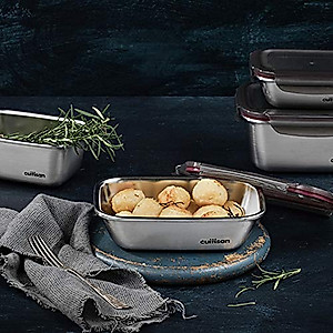 CUITISAN FLORA RECTANGLE AIRTIGHT CONTAINER NO.7 37.2oz, STAINLESS STEEL FOOD CONTAINER, WATERPROOF, MICROWAVE and DISHWASHER AVAILABLE