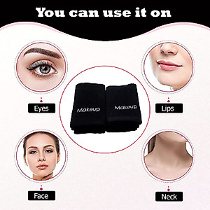 Makeup Remover Face Towels 6pack - 13" x 13" Black Turkish Cotton Washcloths with Makeup Headband - Super Soft Makeup Remover Cloths Perfect Holiday Gift