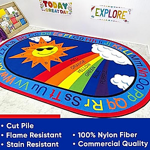 KidCarpet.com Sky's The Limit Classroom Rug 7'6" x 12' Oval Kid Educational Learning Rug for School Classroom, Kids Play Rug for Learning Numbers, Colors & Alphabets Area Rug for Kids