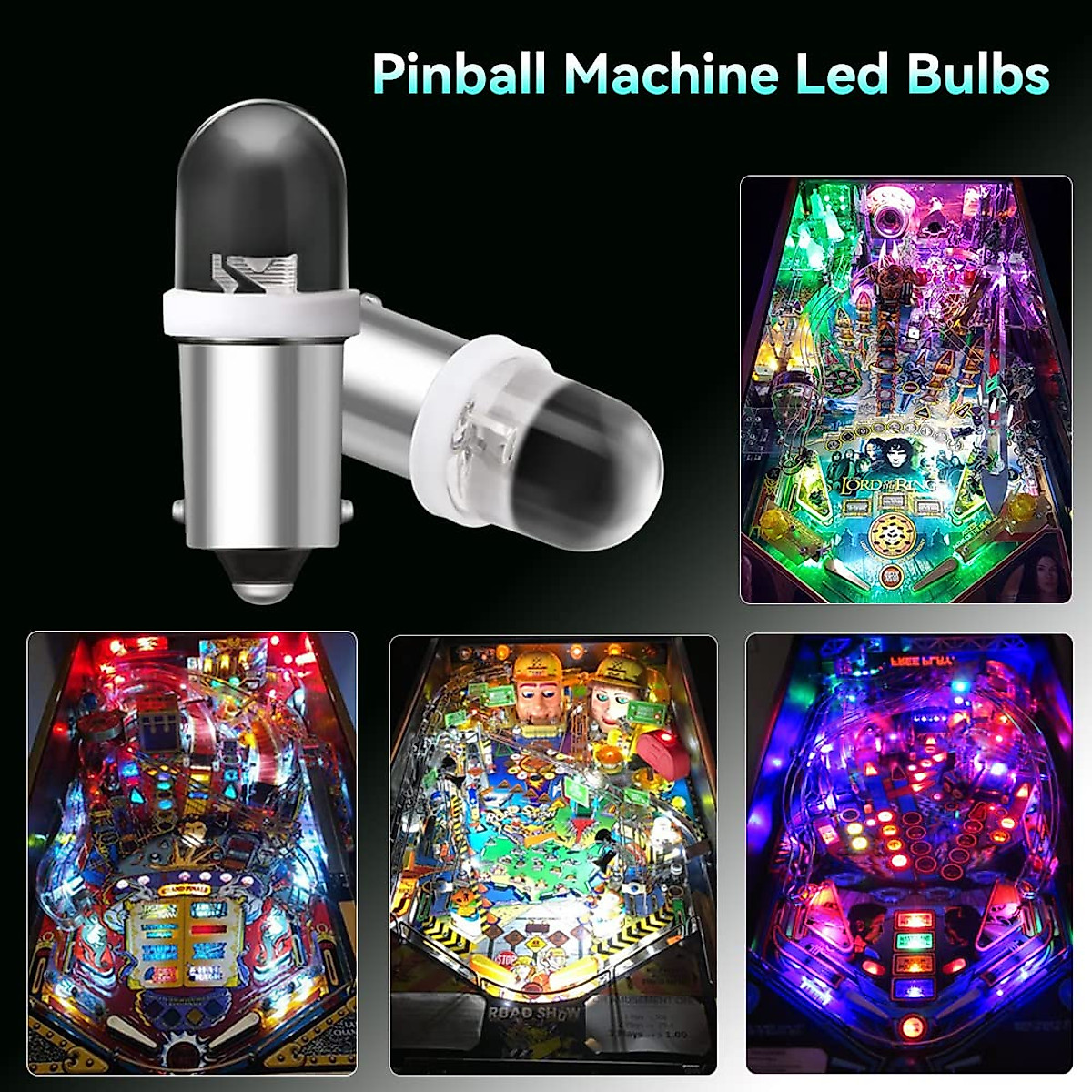 Keiurot GE44 47 756 755 Bulb Ba9s Led Bulbs for Pinball Led Bulbs Pinball Machine Light Bulb Fits Fender 1893 1895 Light Bulb 6.3V 6V DC White Pack of 20