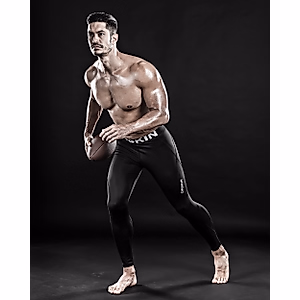 DRSKIN Compression Cool Dry Sports Tights Pants Baselayer Running Leggings Yoga Rashguard Men (M, Black)