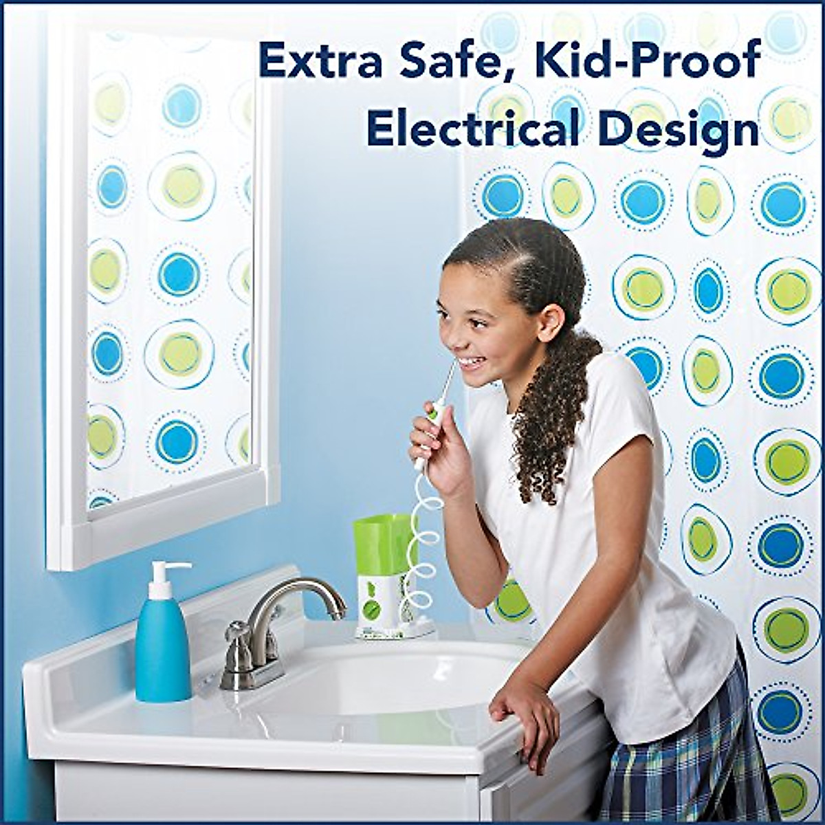 Waterpik Water Flosser for Kids, Countertop Water Flosser for Children and Braces, WP-260, Green