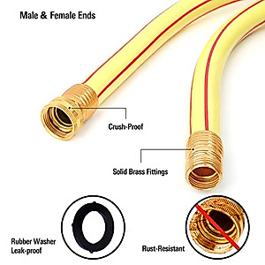 Solution4Patio Homes Garden 3/4 in. x 5 ft. Short Hose Yellow Lead-in Hose Male/Female High Water Pressure Solid Brass Fittings for Water Softener, Dehumidifier, Vehicle Water Filter 5 Years Warranty