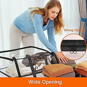 Vieshful 4 Pack Clear Clothes Storage Bag, 40L Zippered Closet Organizer, Plastic Storage Containers Moving bags for Comforter, Blanket, Bedding, Duvet, Toys