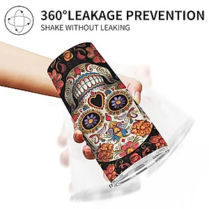 ZXDSKGYN 20 Oz Tumbler With Straw Leak Proof Thermos Cup, Sugar Skulls Stainless Steel Insulated Travel Coffee Mug Fit for Car Cup Holder