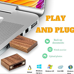 Wood Flash Drives 32GB Memory Stick TATMOHIK Wood USB Flash Drive High Speed USB 2.0 Wood USB Thumb Drive Bulk Jump Drives for Digital Date Storage，Zip Drive，USB Stick(1 Pack-Walnut Wood Shell