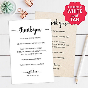321Done Thank You Table Place Setting Cards (Set of 50) Made in USA - 4x6 Large, Black and White, Wedding, Party, Retirement, Graduation, Birthday, Baby Shower, Bridal, Engagement, Anniversary