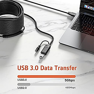 Alxum 50 Feet Active USB Extension Cable 3.0 Male to Female with 2 Extension chipsets Signal Booster, Long USB Extender Cord 15 Meters for Camera,Printer,Webcam,Telescope,Mouse,with 5V2A Power Adapter