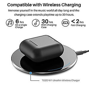 TOZO T6S Bluetooth 5.2 2022 New Version True Wireless Earbuds Environmental Noise Cancellation Stereo Headphones Built in Mic Headset Premium Sound with Deep Bass Support APP Control for Sport