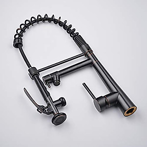 Kitchen Faucet Oil Rubbed Bronze, Beelee Industrial Kitchen Sink Faucet Commercial Faucet ，High Arc Pre-Rinse Kitchen Faucet with Pull Down Spring Spout and Pot Filler