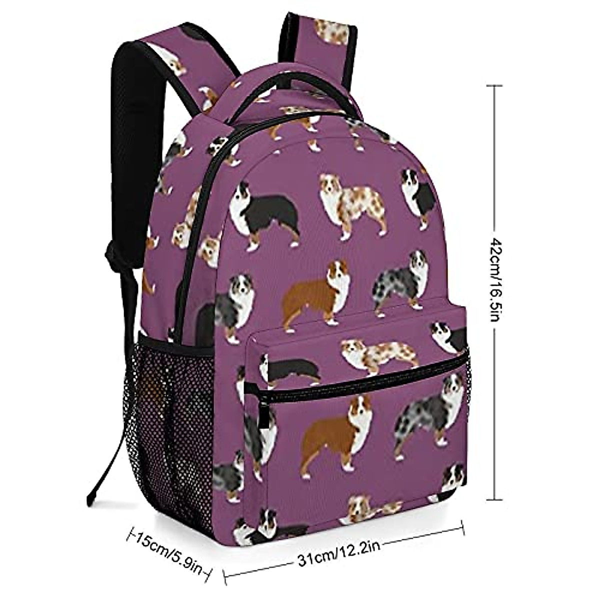 Australian Shepherd Dogs Travel Backpack Casual Sports Bag Oxford cloth suitable For Study Shopping traveling camping