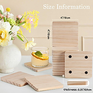 12 Pack Unfinished Wood Coasters, GOH DODD 4 Inch Square Blank Wooden Coasters Crafts Coasters for DIY Architectural Models Drawing Painting Wood Engraving Wood Burning Laser Scroll Sawing