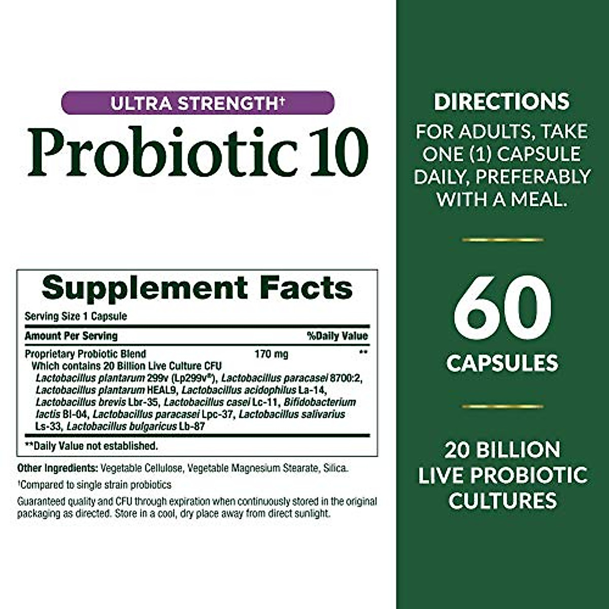 Nature's Bounty Ultra Strength Probiotic 10 Twin Pack, Immune and Upper Respiratory Health, 30 Count (Pack of 2)