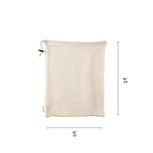 Kitchen Details 3 Pack Reusable Cotton Mesh Produce Bags | Green Living | Fruit and Vegetable Bags & Organizers | Good for Grocery Shopping | Natural Beige