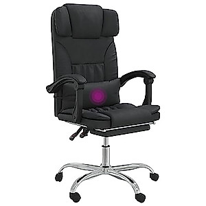 Ergonomic Office Chair, High Back Chair, Massage Reclining Office Chair Black Faux Leather Suitable for Home Office