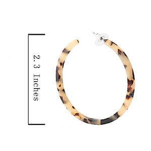 PHALIN Acrylic Hoop Earrings Tortoiseshell Acrylic Earrings Geometric Resin Earring Studs for Women (A Leopard)